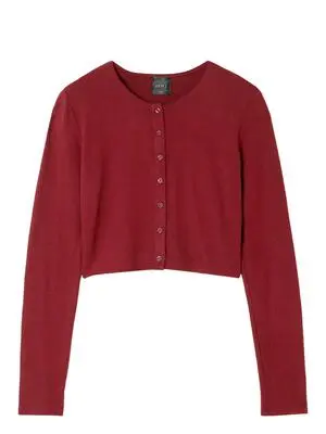 LESET Lauren Cropped Brushed Stretch-knit Cardigan - Red