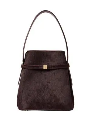 TOTEME Belted Pony Hair Tote - Burgundy