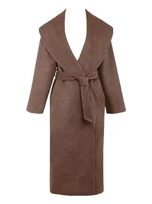 House Of Cb Draped Shawl Wool-blend Coat - Brown