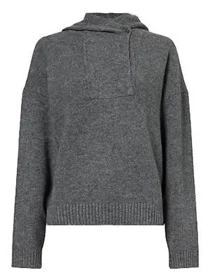 Theory Relaxed-fit Wool-blend Hoody - Charcoal