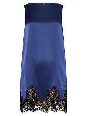 REFORMATION Jessalyn Lace-hem Silk Mini Dress - Navy