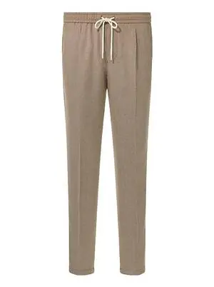 Boggi Milano Wool Tapered Trousers - Taupe