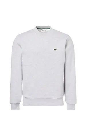 Lacoste Brand-patch Crewneck Cotton-blend Sweatshirt - Grey