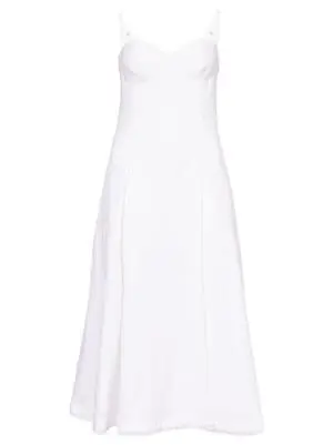 Simkhai Analis Bustier Linen-blend Midi Dress - White