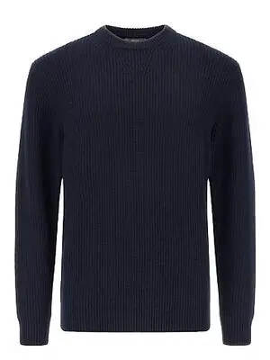 Boggi Milano Merino-wool Jumper - Navy Blue