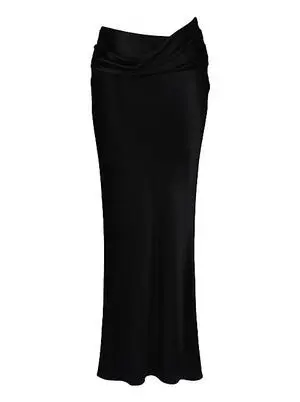 House Of Cb Satin Draped Maxi Skirt - Black