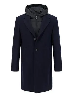 Boggi Milano Detachable Gilet Wool-blend Coat - Dark Navy