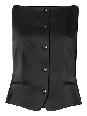Theory Tailored Boat-neck Satin Waistcoat - Black