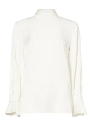 Theory Scarf-tie High-neck Silk Blouse - Ivory