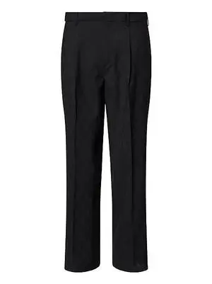 Marni Geometric Jacquard Straight-leg Wool Trousers - Black