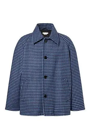 Marni Check-print Relaxed-fit Wool Jacket - Blublack