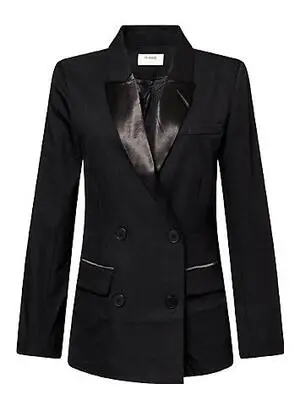 4TH & RECKLESS Delphine Satin-lapel Woven Tuxedo Blazer - Black