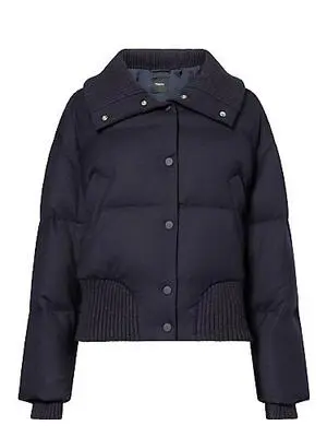 Theory Down-padded Wool-blend Jacket - Dark Navy