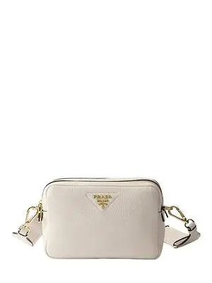 Prada Enamelled Logo Small Leather Cross-body Bag - Powder