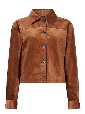 Theory Cord Cropped Cotton-blend Jacket - Caramel