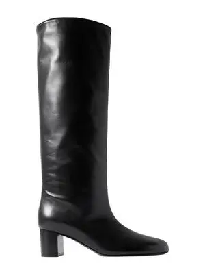 TOTEME Downtown Leather Knee Boots - Black
