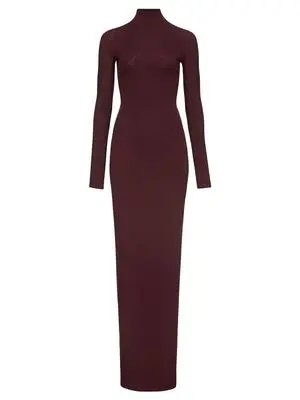 Alaïa Ruched Back Georgette Maxi Dress Purple