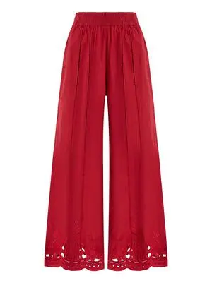 ALL THAT REMAINS Rae Cotton Wide Leg Pants - Red