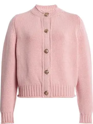 BARRIE Cashmere Crewneck Cardigan - Pink