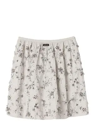 Miu Miu Embroidered Duchesse Skirt - White
