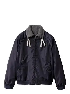 Miu Miu Technical Gazar And Fleece Bomber Jacket - Navy