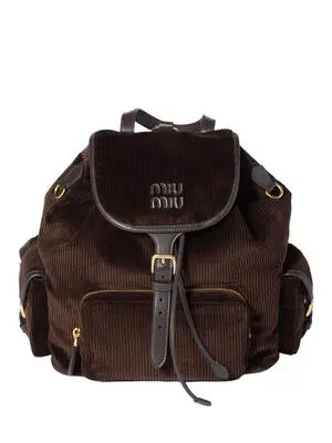 Miu Miu Corduroy Backpack - Ebony