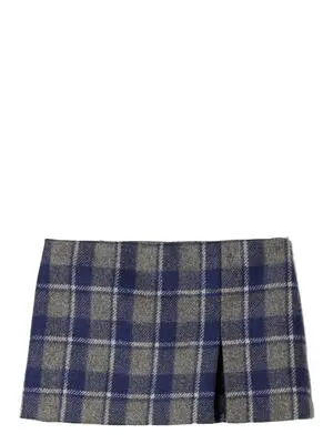 Miu Miu Checked Miniskirt - Slate/lightblue