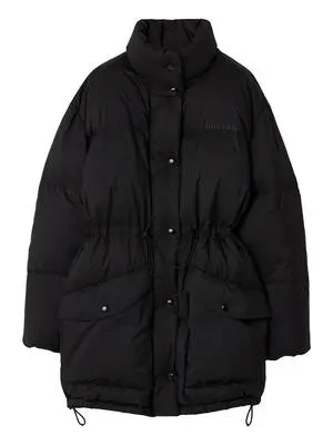Miu Miu Technical Pongé Down Long Jacket - Black