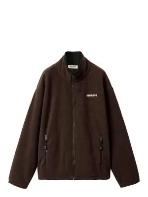 Miu Miu Fleece Zip-up Jacket - Ebony