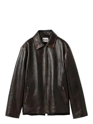 Miu Miu Nappa Leather Jacket - Coffee