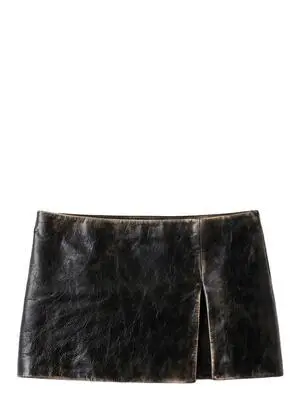Miu Miu Leather Mini Skirt - Black