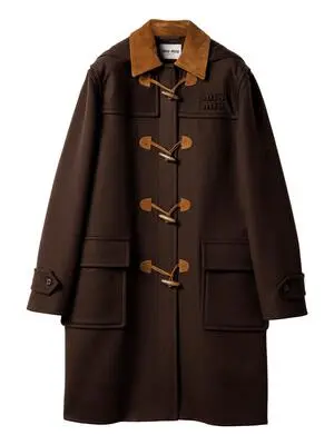 Miu Miu Double Cashmere And Wool Duffle Coat - Cocoa Brown