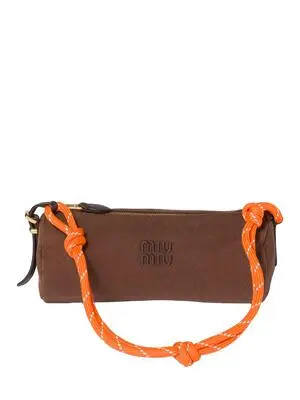 Miu Miu Gabardine Pouch - Cocoa Brown/orange