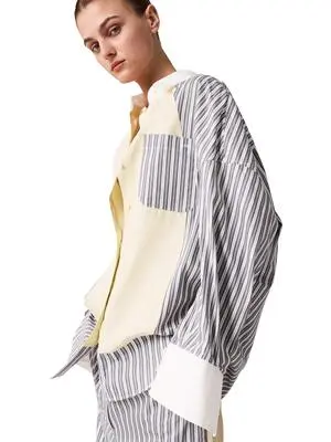 Stella McCartney Oversized Mixed Stripe Shirt - Gray/white