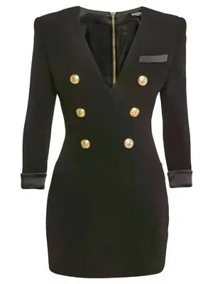 Balmain Crepe-texture Mini Dress - Black