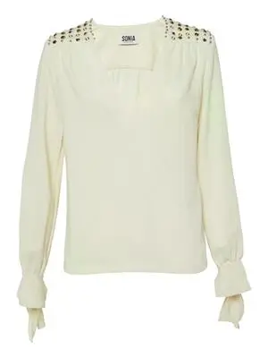 Sonia Rykiel Paris Shoulder-studs Tie-cuffs Top - Neutrals