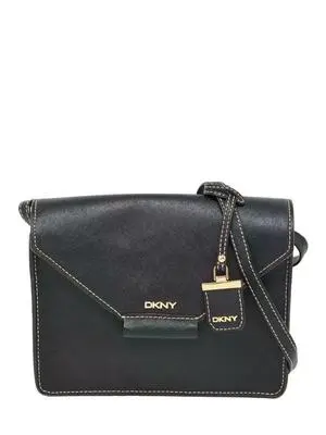 Dkny Leather Flap Shoulder Bag - Black