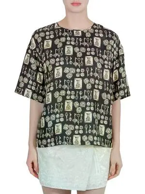 Dolce & Gabbana Keys Dice Silk Top - Black