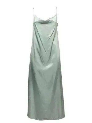 Max Mara Satin Strappy Maxi Dress - Grey