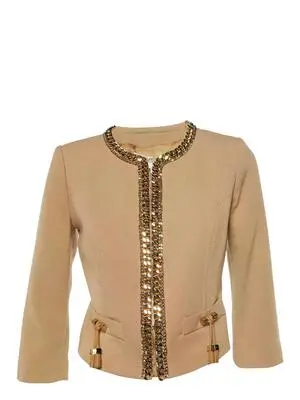 ELISABETTA FRANCHI Chain-Link Trim Cropped Jacket