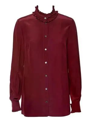 Dolce & Gabbana Ruffled-trim Silk Shirt - Red