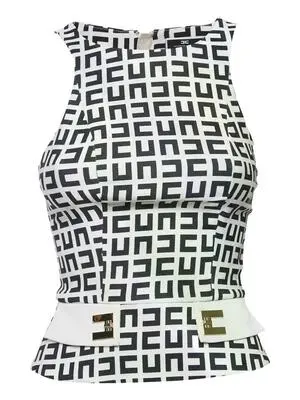 Elisabetta Franchi Geometric-print Sleeveless Top - Neutrals