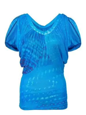 Roberto Cavalli Printed Draped Blouse - Blue