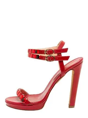 SERGIO ROSSI 185mm Crystal-embellished Buckle Sandals - Red