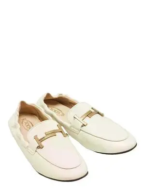 TOD'S Double T Leather Loafers - Neutrals