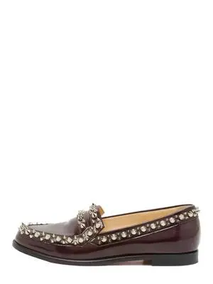 CHRISTIAN LOUBOUTIN Leather Loafers With Spike Embellishments - Red