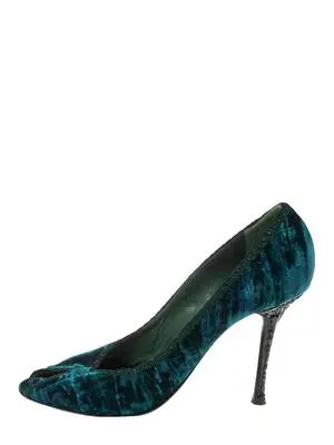 LE SILLA 100mm Velvet Peep-toe Pumps - Blue