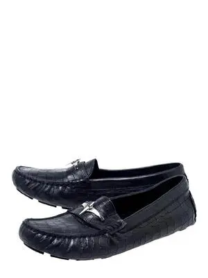 Paciotti Croc-embossed Leather Loafers - Black