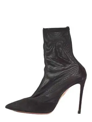 AQUAZZURA Mesh Suede Booties - Black