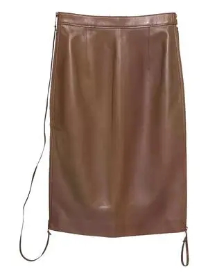Burberry Leather Zipped Skirt - Brown